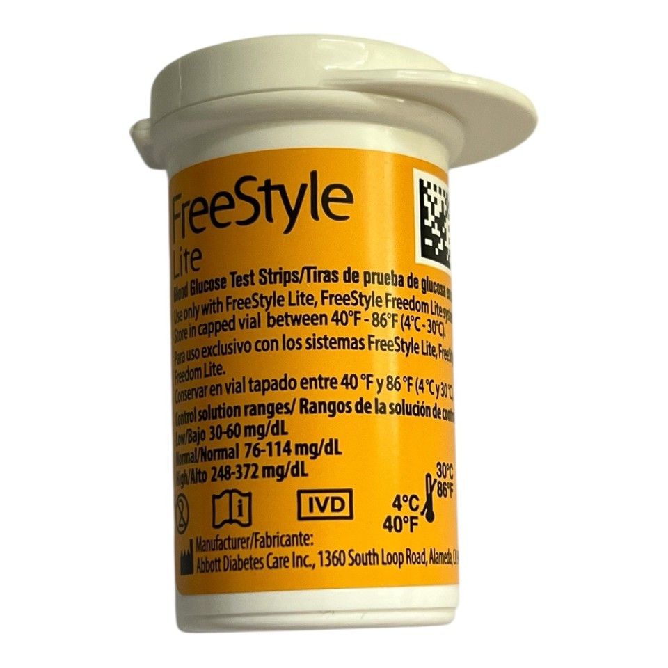 Freestyle Lite Test Strips 50 CT-NO BOX- Extra Strips Added (68 Total ...