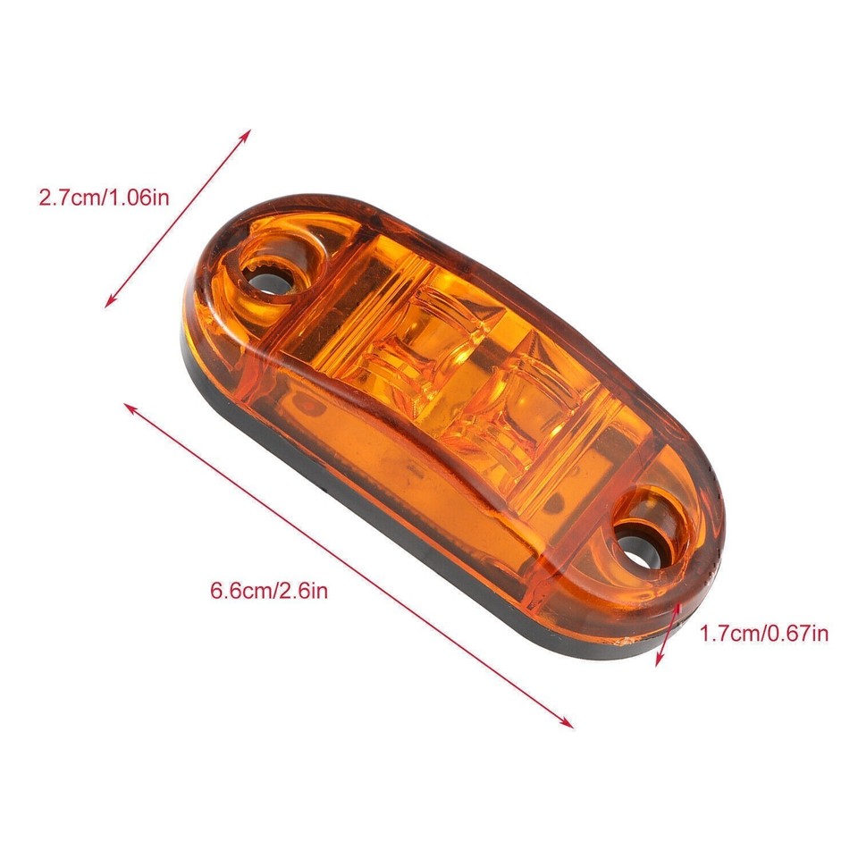 10Pcs Amber Oval LED Side Clearance Marker Lights 2.5" For Car Truck ...