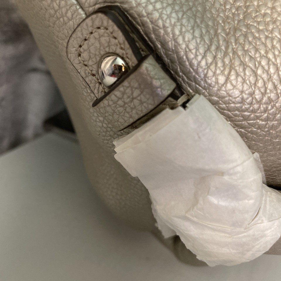 Coach F15064 Duffle Purse/Bag Metallic Silver Pebble Leather Crossbody ...