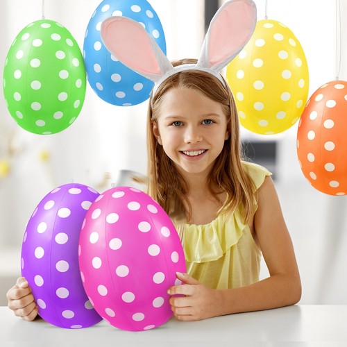 12 Pack 16" Inflatable Easter Eggs with Pump - Durable Outdoor Decor ...
