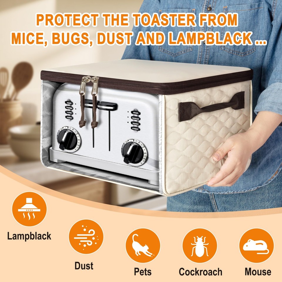 ** NEW 4-Slice Toaster Dust Cover with Bottom | Insulated Case Lining ...