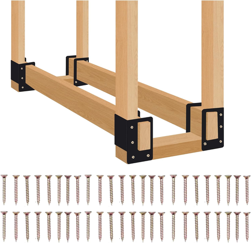 4 Pack Firewood Log Storage Rack Bracket,Indoor Outdoor Adjustable ...
