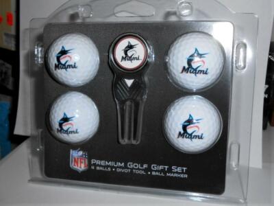 New Miami Marlins Premium Golf Gift Set 4 Logo Balls Divot Tool Ball ...