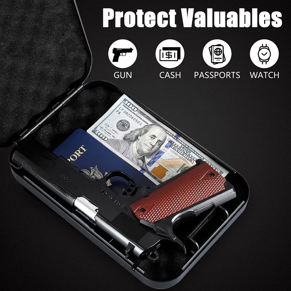 Car Gun Safe for Pistols, Gun Lock Box with Combination Lock, Handgun ...