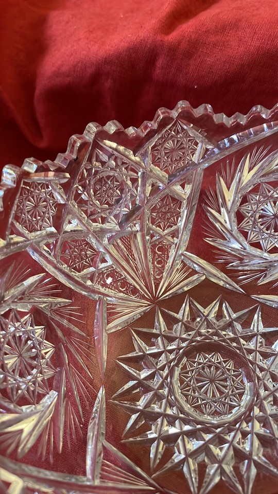 VTG Gorgeous American Brilliant Clear crystal bowl Pinwheel pattern 3.5 ...