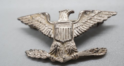 WWII Sterling Army Colonel Rank War Eagle Shoulder Insignia Pin by ...