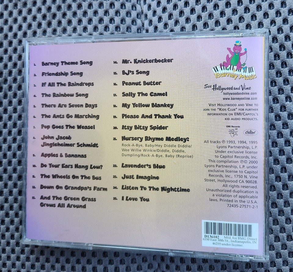 Barney's Greatest Hits Early Years Music CD Album (2000 Barney Music ...