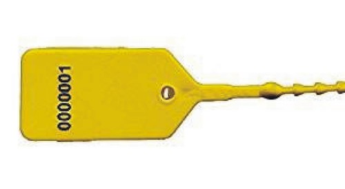 Yellow security tags numbered sequential pull ties luggage anti-tamper ...
