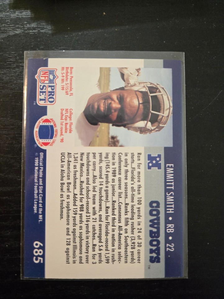 Emmitt Smith 1990 Pro Set Rookie Card RC #685 Dallas Cowboys HOF L | eBay
