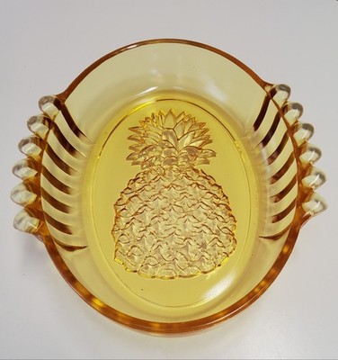 VINTAGE Tiara Indiana Glass Yellow Pineapple Serving Bowl | eBay