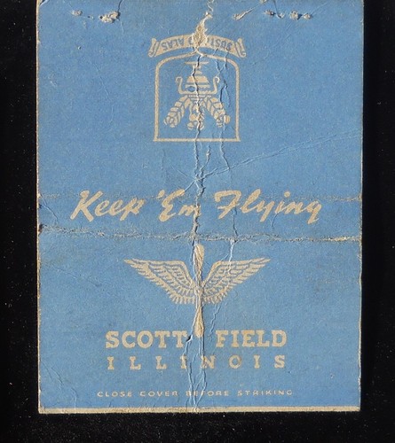 1940s Matchbook Postcard WW2 Scott Field Army Air Corps Keep 'Em ...