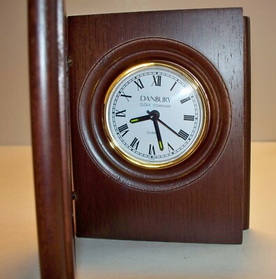 NIB DANBURY Desk Clock, Quartz Wood Base Book Desk Clock, Can Be ...