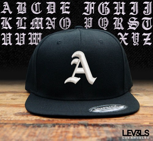 CUSTOM EMBROIDERED 3D YOUR LETTER SNAPBACK BASEBALL CAP OLD ENGLISH ...