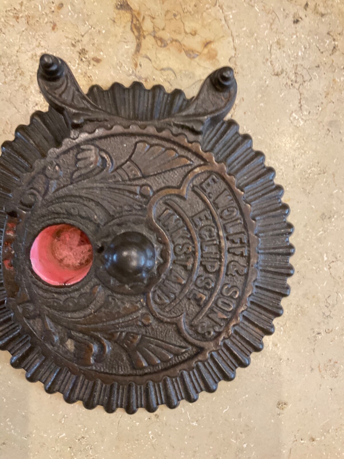 Antique Victorian InkWell Cast Iron Elias Wolff Rare Complete Porcelain ...