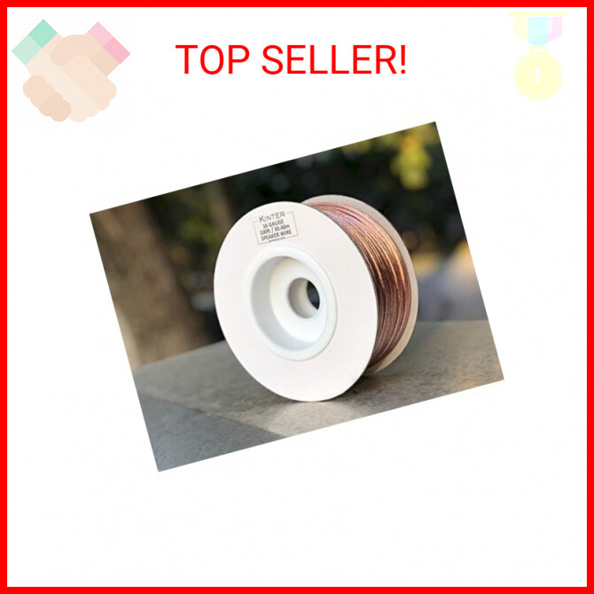 Kinter Cable 100ft 16-Gauge Audio Stereo Speaker Wire Cable, 100 Feet ...