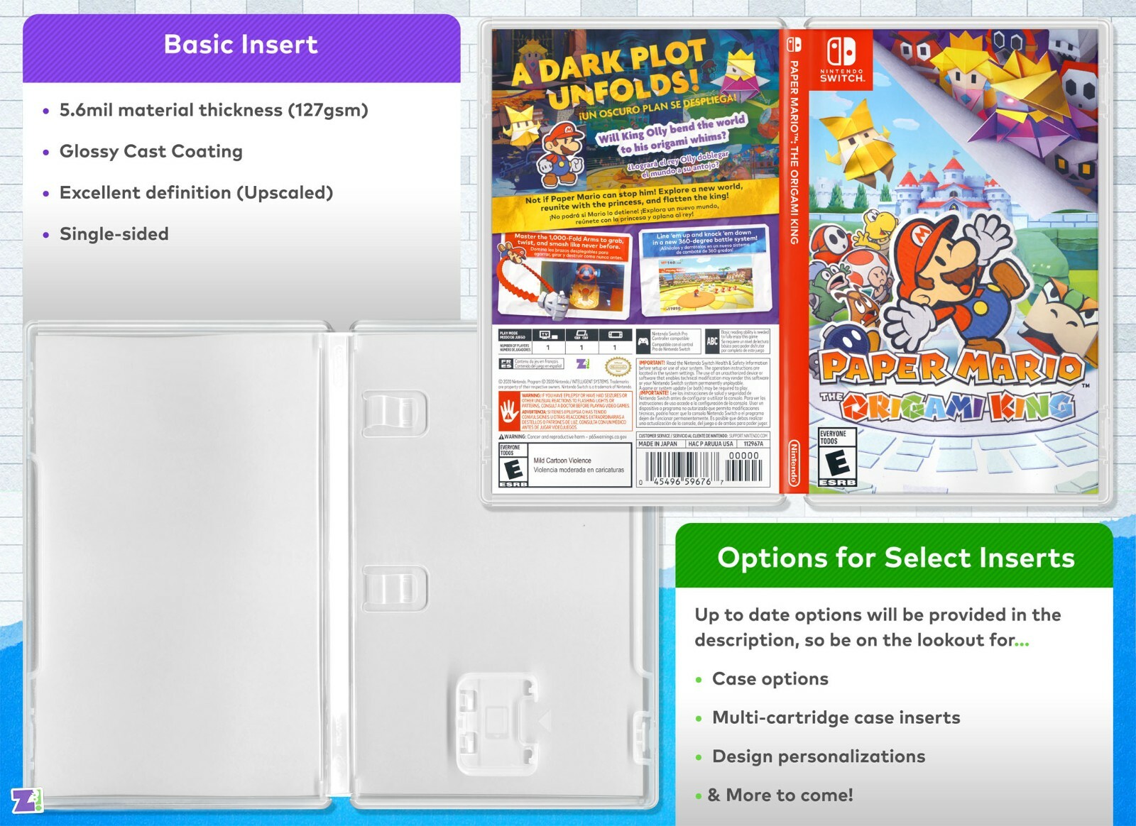 Paper Mario The Origami King Cover Art: Game Insert & Case for Nintendo ...