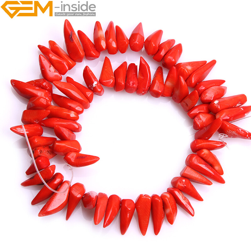 Coral Stone Beads Irregular Spike Sticks Beads For Jewelry Making 15 ...