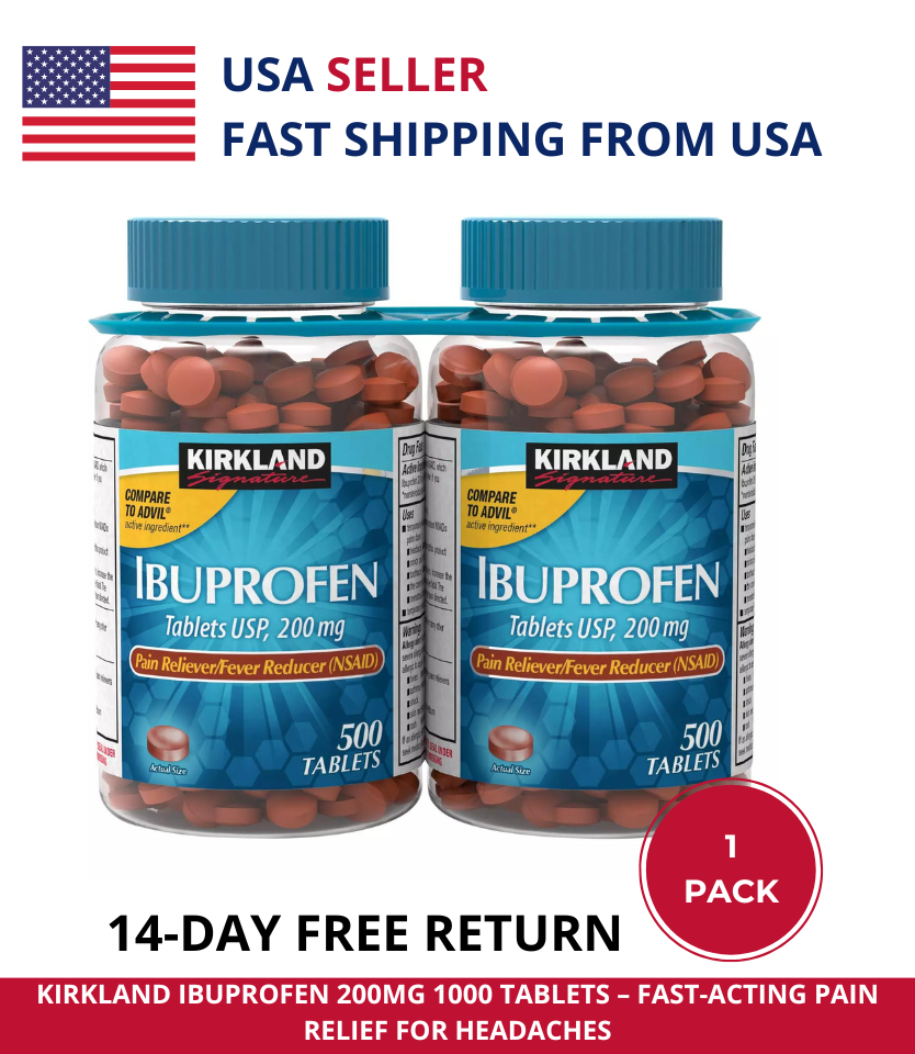 Kirkland Ibuprofen 200mg 1000 Tablets – Fast-Acting Pain Relief for ...
