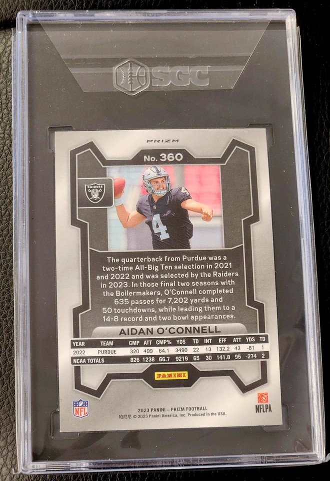 2023 Panini Prizm Aidan O'Connell Silver Prizm Rookie #360 SGC 9.5 | eBay
