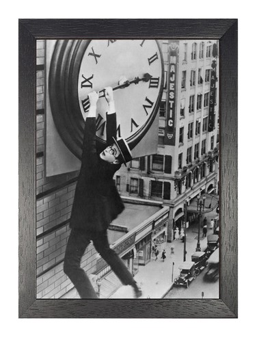 Harold Lloyd Clock Scene American Actor Black White Poster Glasses Hat ...