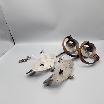 Antique Union Hardware Co Steel Ice Skates With Original Leather Straps ...