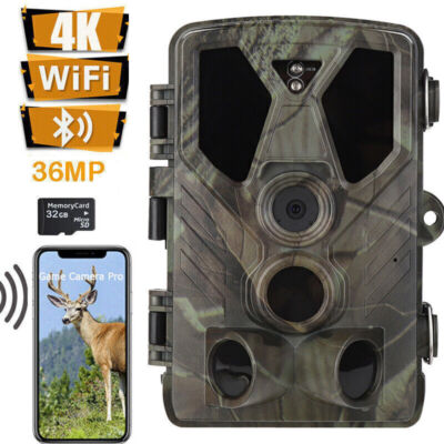 36MP WiFi &Bluetooth Trail Camera 4K Wildlife Hunting Game Cam Night ...