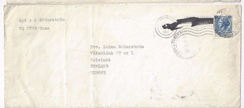 1957 HQ UNEF Gaza, Italy to Helsinki Finland, Single Franking 60L | eBay