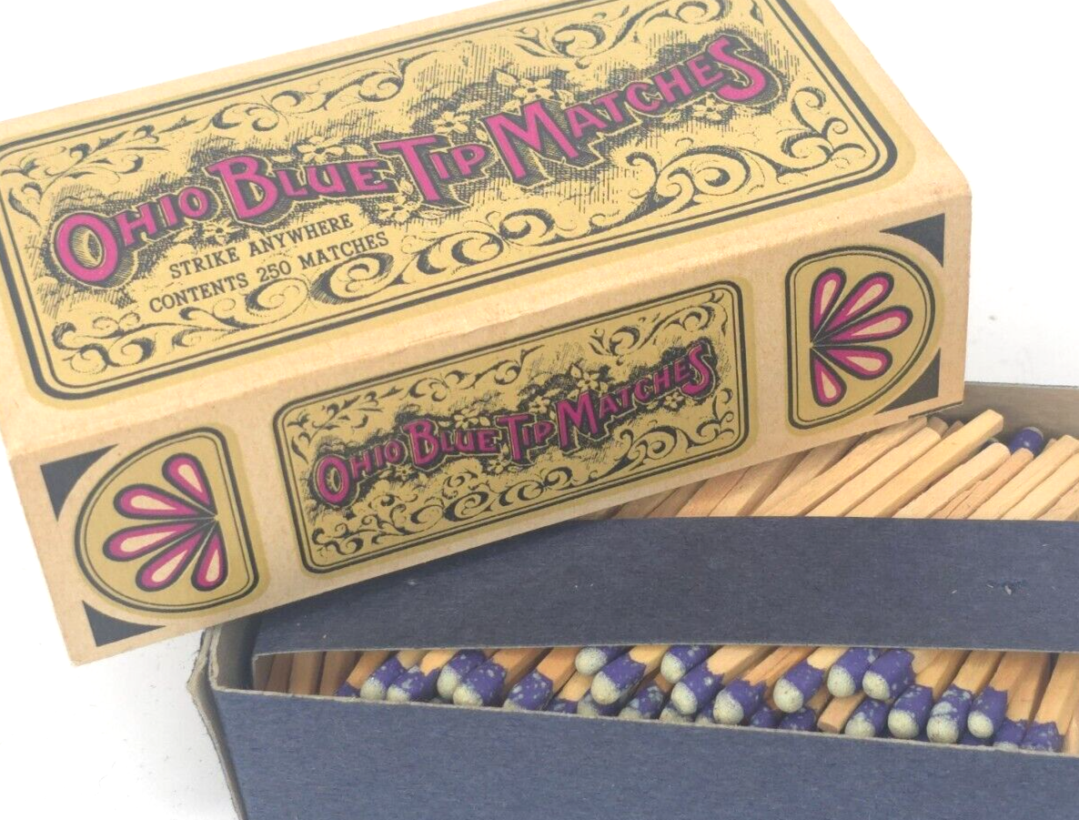 1960s NEW Ohio Blue Tip Matches Strike Anywhere Matchbox Match ...