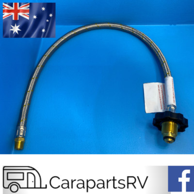 CARAVAN FLEXIBLE BRAIDED 600 mm GAS LEAD WITH HAND WHEEL X 1/4 MNPT ...