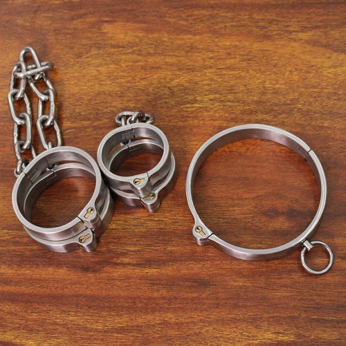 Stainless Steel Neck Collar Handcuffs Ankle Cuffs Lock Device Bondage ...