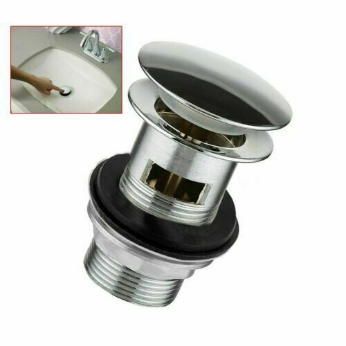 BATHROOM POP UP BASIN WASTE SLOTTED CHROME SINK PUSH BUTTON CLICK CLACK ...