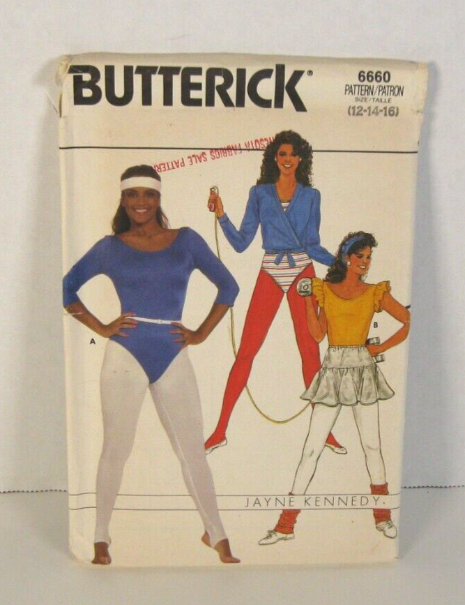 Butterick 6660 Workout Clothes: Bodysuit, Skirt, Top Misses 12-16 ...
