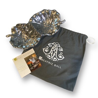 Beatriz Ball Handmade Metalware Double Cabbage Leaf Nut Candy Serving ...