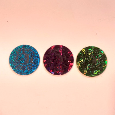 LOT OF 3 PLASTIC POGS SLAMMER 1994 WORLD POG FEDERATION ATOMIC BOMBERS ...