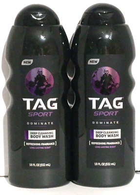New Lot of 2 Tag Sport DOMINATE Deep Cleansing Body Wash 18 fl oz each ...