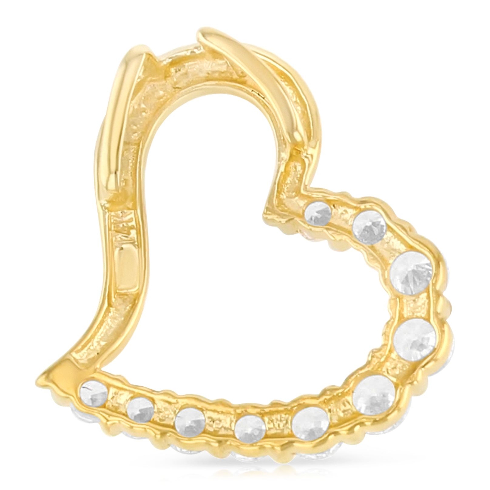 14K Gold Journey Tilted Open Heart Charm Pendant For Necklace or Chain ...