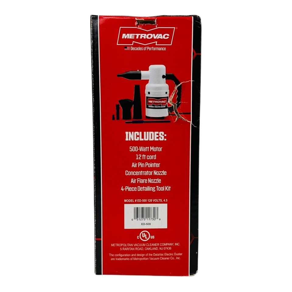 MetroVac DataVac Electric Duster Multi-Purpose Duster/Blower White, ED ...