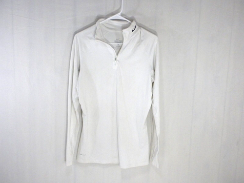 Nike Pro Combat Shirt L White 1/4 Zip Fitted Thumb Hole Compression Dri ...