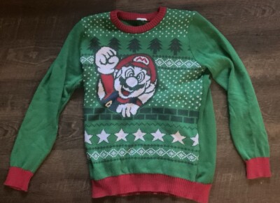 Super Mario Bros Adult Medium Ugly Xmas Christmas Holiday Sweater ...