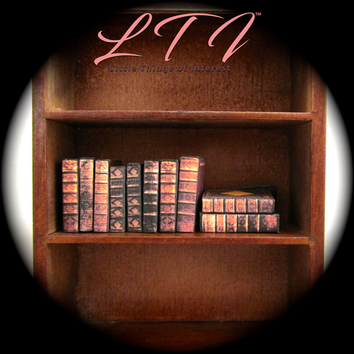 10 OLD LIBRARY BOOKS Miniature Books Set 1:12 Scale Dollhouse Prop Faux ...