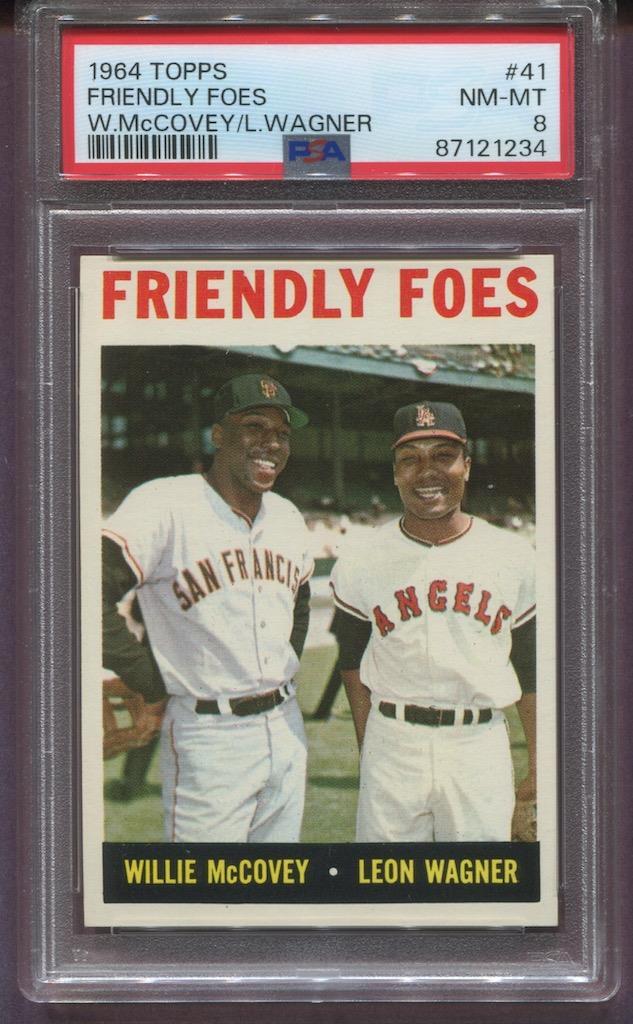 1964 TOPPS FRIENDLY FOES #41 - WILLIE McCOVEY & LEON WAGNER - PSA 8 ...