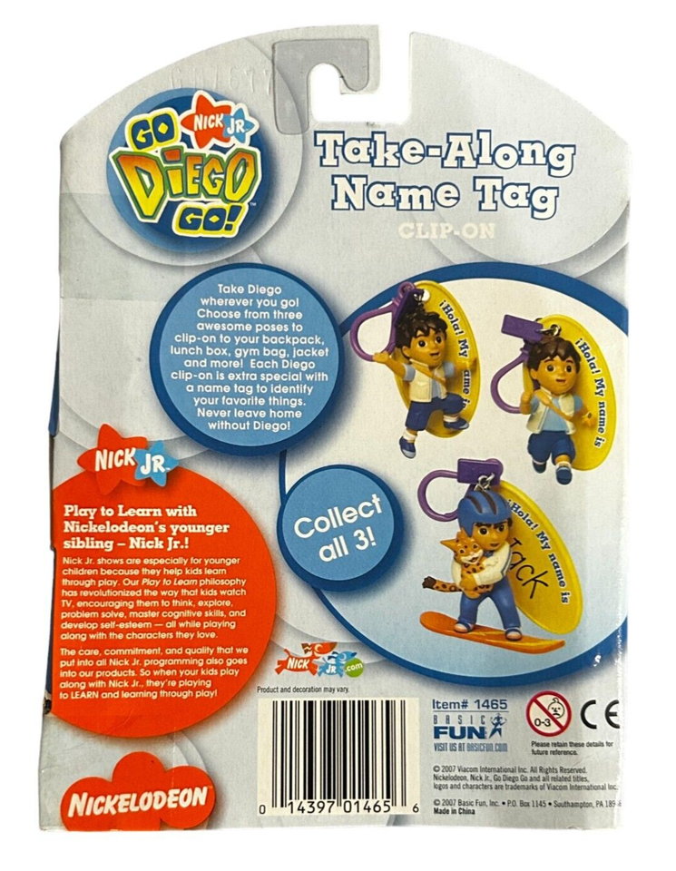 Dora the Explorer Go Diego Go Take Along Name Tag Clip On | eBay