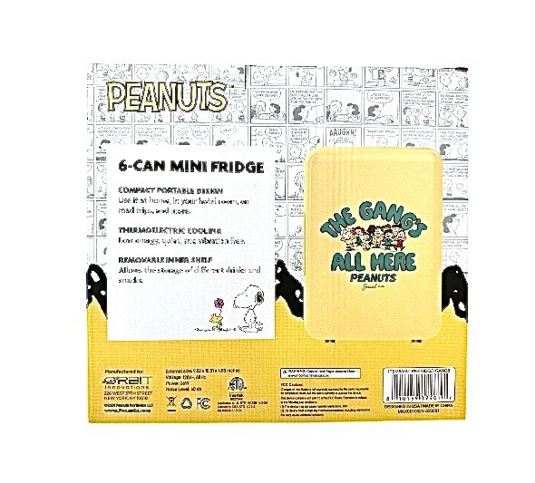 *NEW* SNOOPY The Peanuts Gangs All Here 6-Can Mini Fridge 4L Capacity ...
