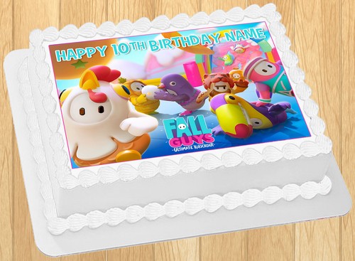 EDIBLE Fall Guys Cake Topper Birthday Image Wafer Paper Quarter Sheet ...