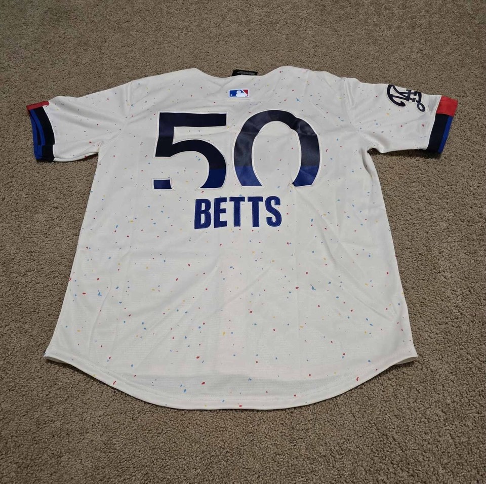 sNWT #50 Mookie Betts LA Dodgers Beige City Connect Jersey Youth Large ...