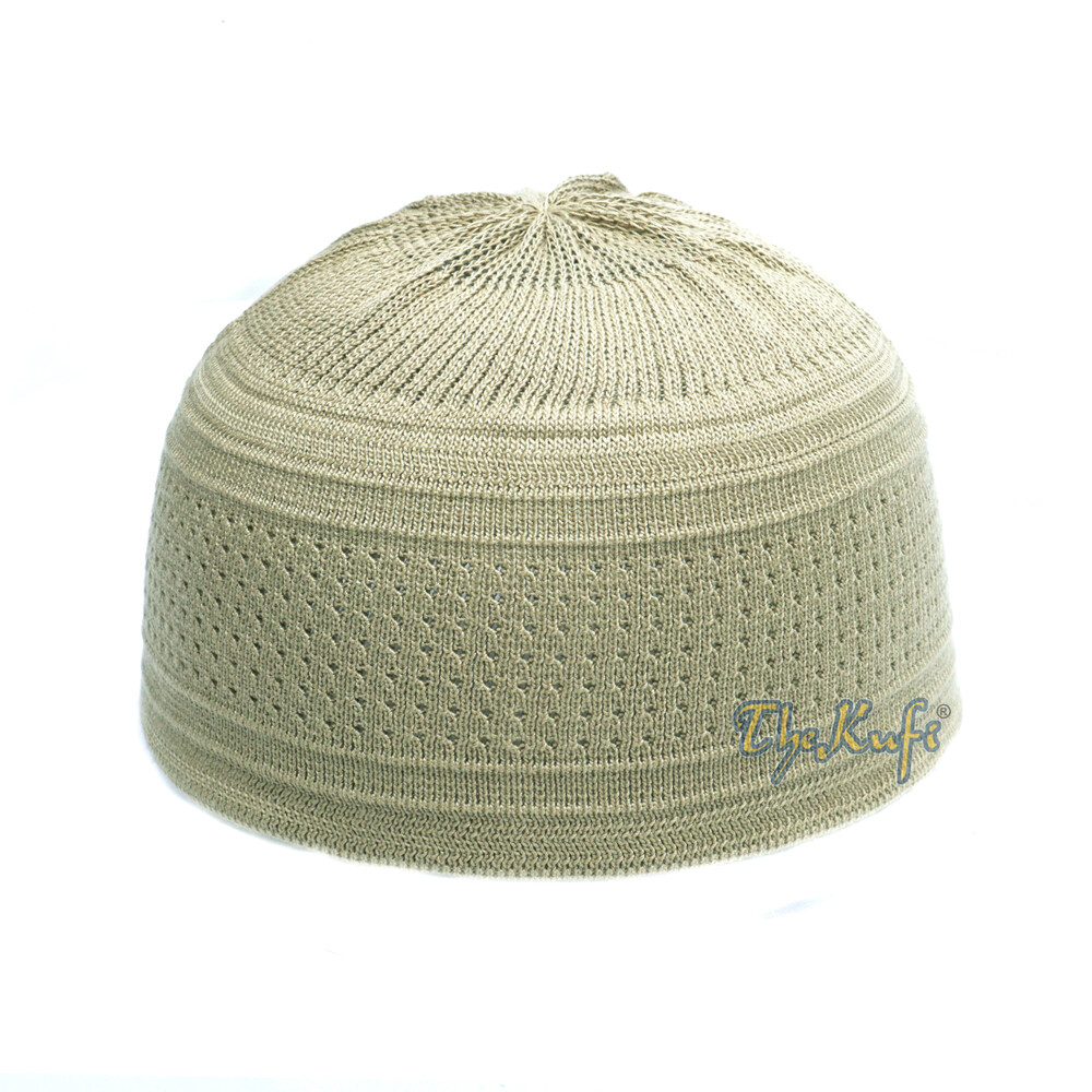 Muslim Prayer Skull Cap Plain Khaki Cotton Stretch-Knit Kufi Hat ...
