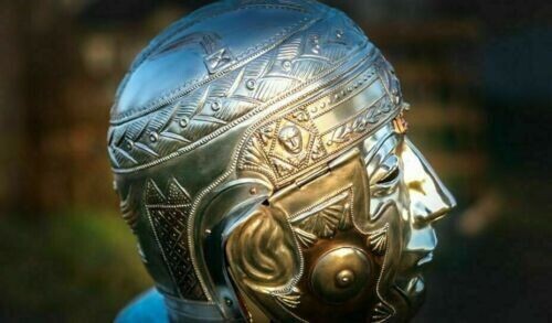 Brass Medieval Knight Roman Cavalry Helmet With Face Mask Halloween ...