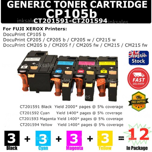 12X Toner For Fuji Xerox DocuPrint CP105b CP205 CP205W CP215W CM205b ...