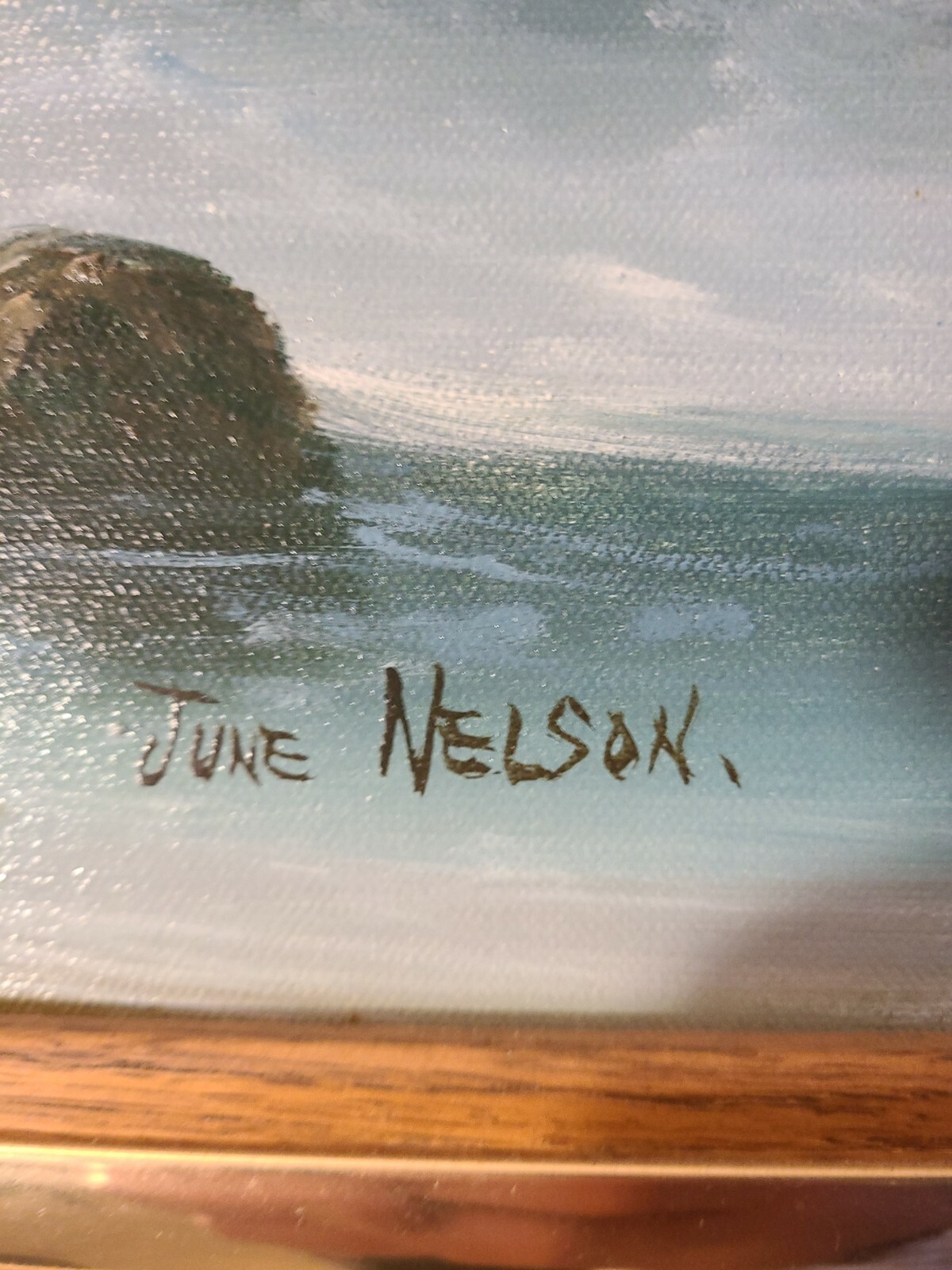 June Nelson Original Seascape Oil Painting Framed Canvas Lighthouse | eBay