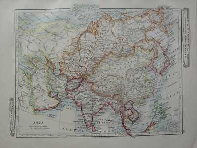 1919 MAP ~ ASIA SIBERIA MONGOLIA CHINA TIBET KOREA JAPAN INDIA SIAM | eBay